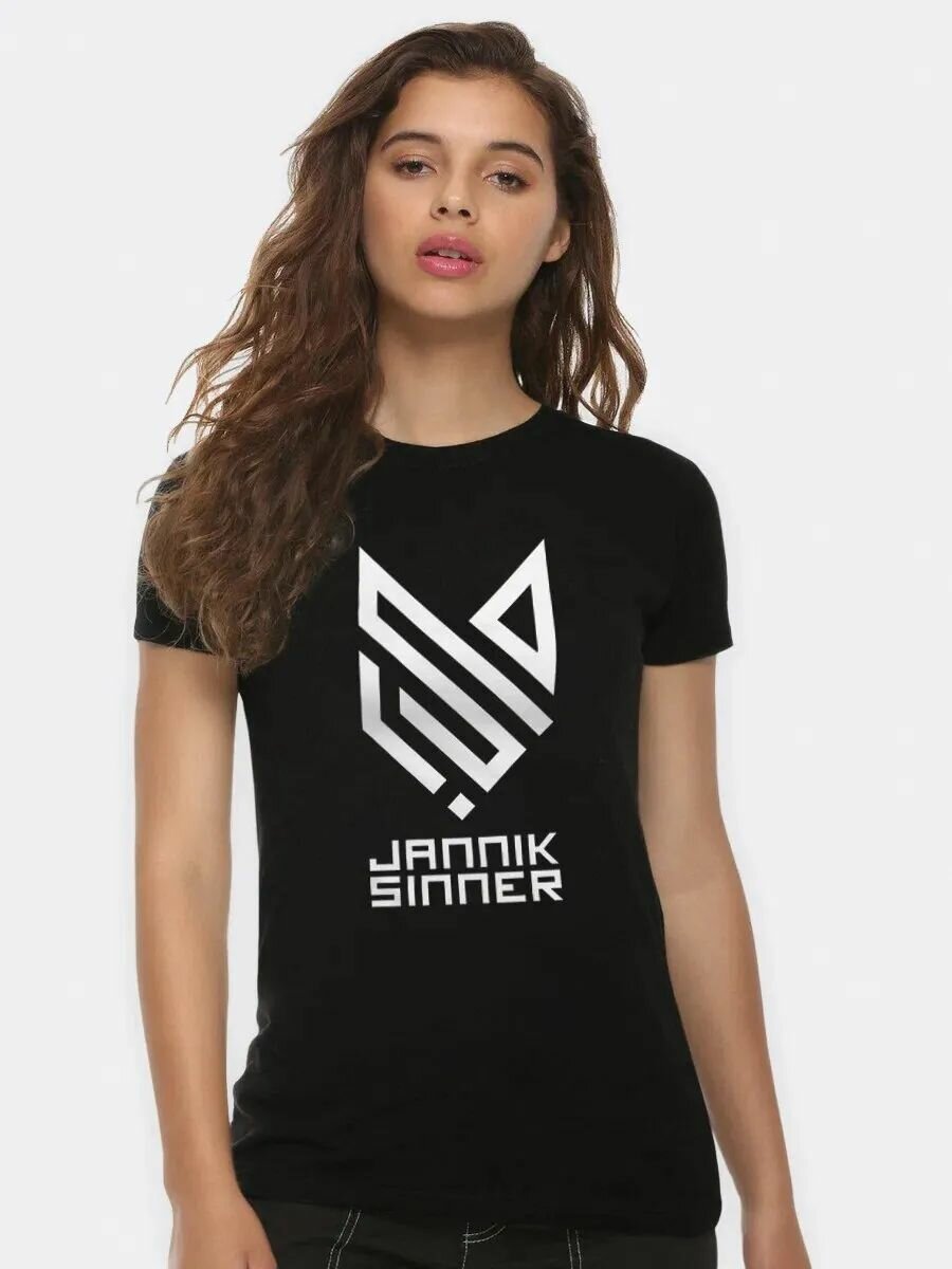 Футболка Янник Синнер / Jannik Sinner / Женская черная M