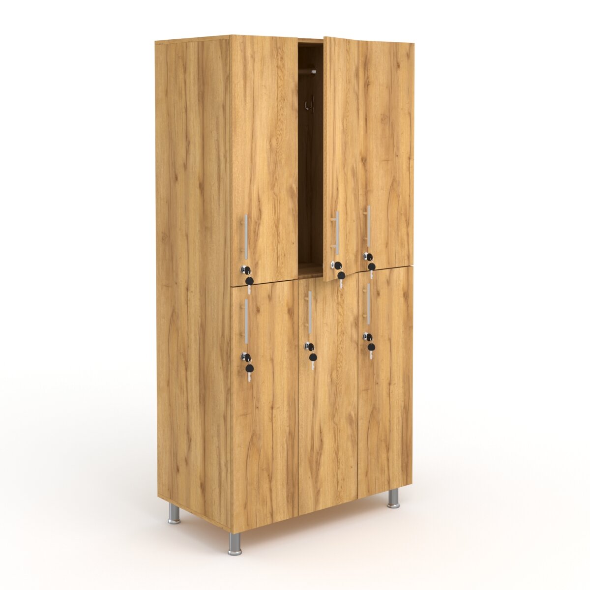 Шкаф для раздевалок 3-секционный 6ти-местный, Дуб Золотистый. Производитель товара - компания Westcom.