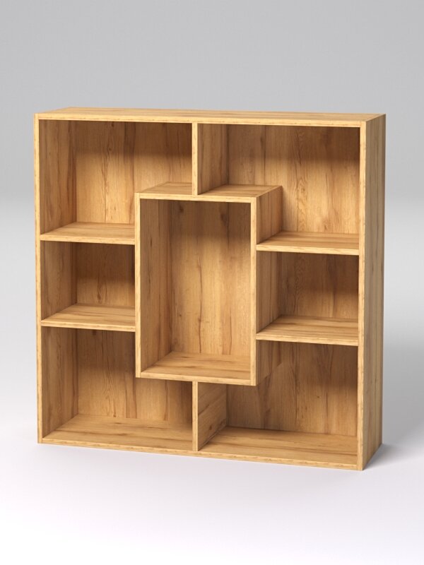 Антресоль "домашняя" для книг №1А с 7-ю ячейками (задняя стенка - ДВП), Дуб Золотистый