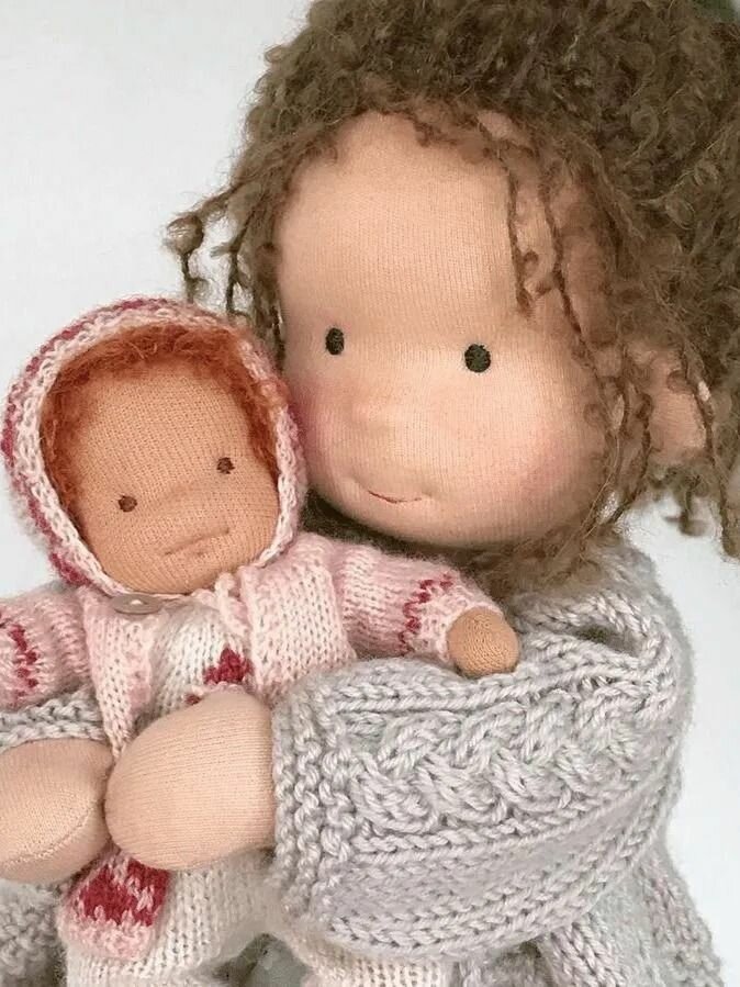 Waldorfdoll Кукла для девочки мягкая с одеждой текстильная тряпичная с длинными волосами интерьерная ручной работы