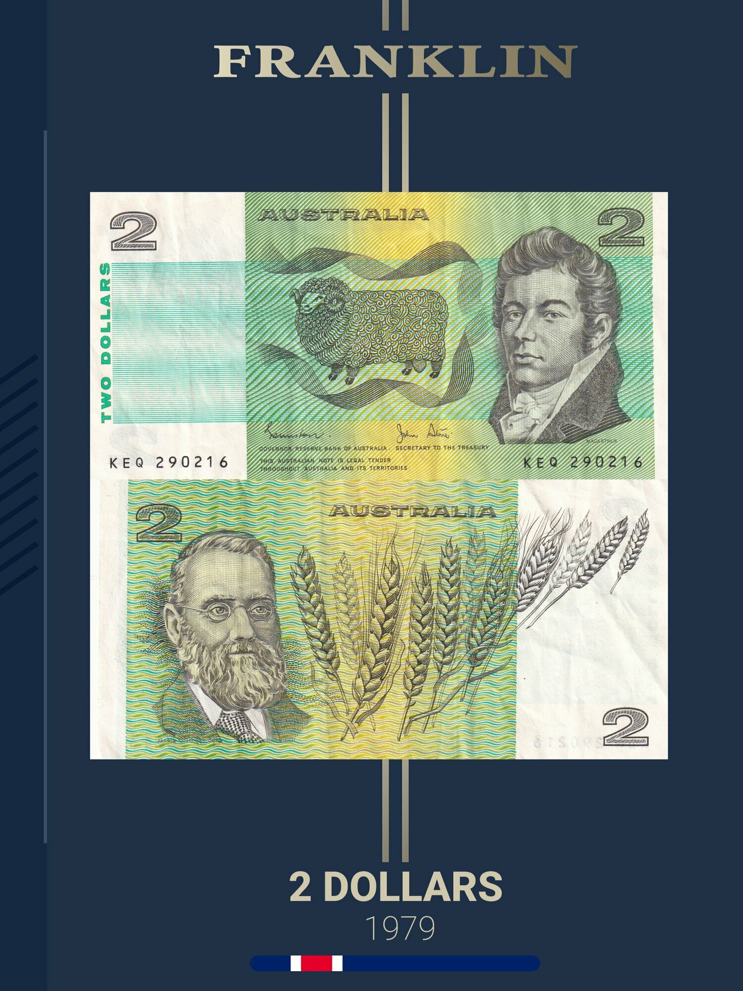 Банкнота Австралия 2 доллара 1979 год (F) Pick 43с