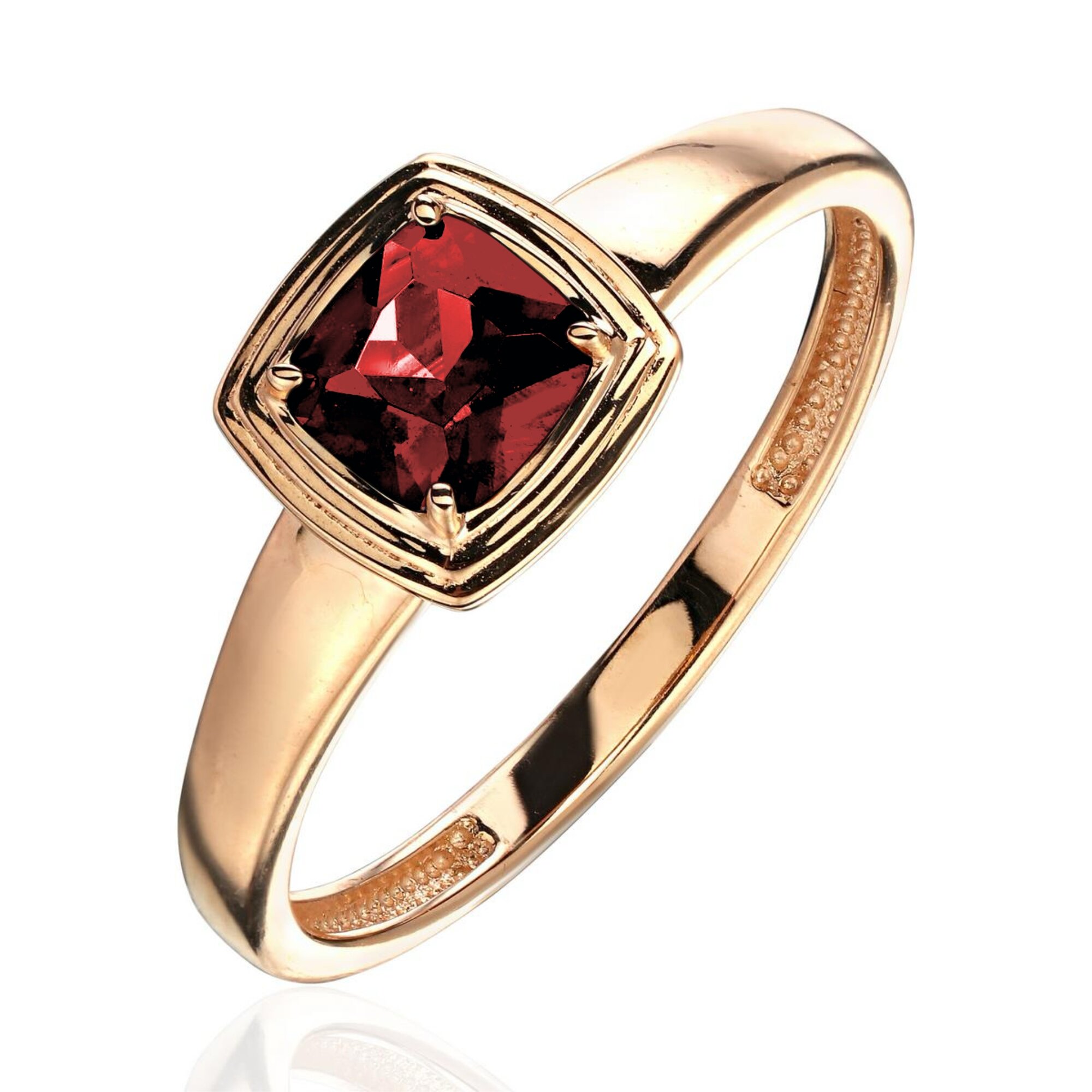 Кольцо, красное золото, 585 проба, гранат