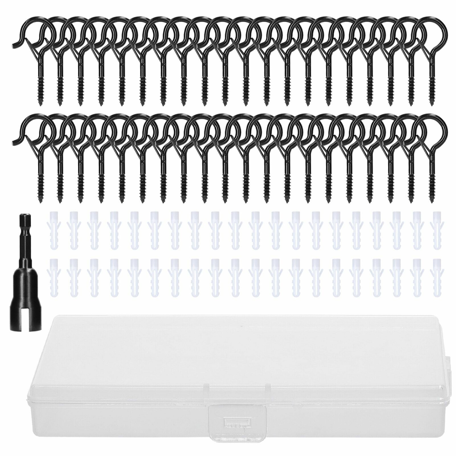 Набор черных металлических винтовых крючков для уличных гирлянд