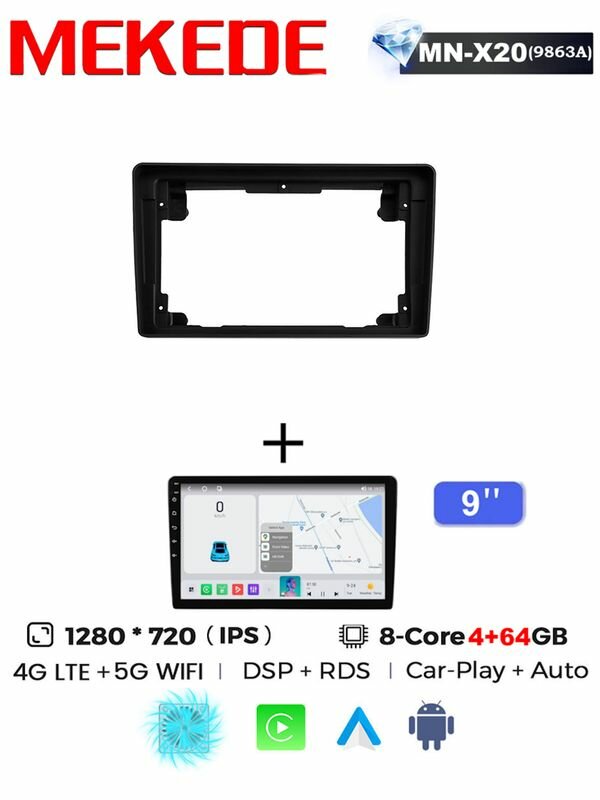 Магнитола 9" Mekede MN X20 Pro 4/64 Gb Hyundai Elantra 3 2003-2010 carplay