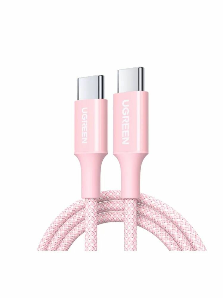 Кабель UGREEN L501 (65246) 60W USB-C to USB-C PD Fast Charging Braided Cable 3A Max. Длина: 2м. Цвет: розовый.