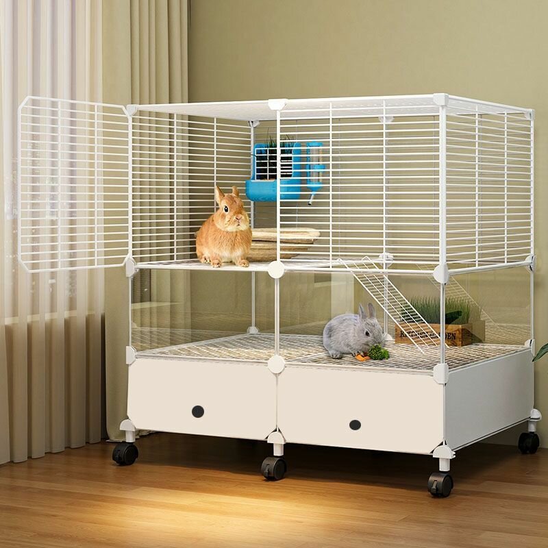 Клетка для кролика С колесами двойной Можно также использовать для шиншилл и морских свинок