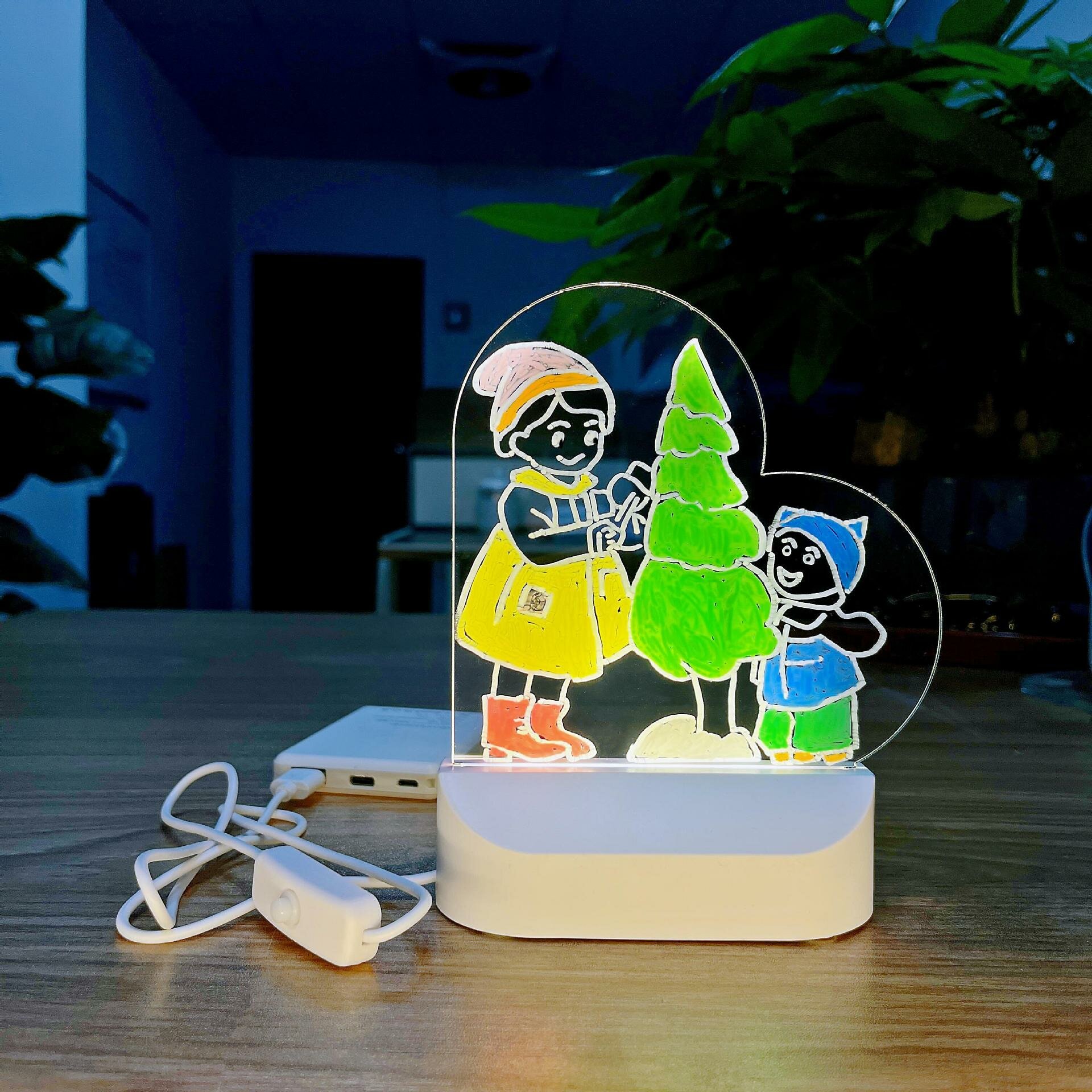 Доска для рисования J-36 Love, акриловая, с подсветкой, белая ручка в комплекте