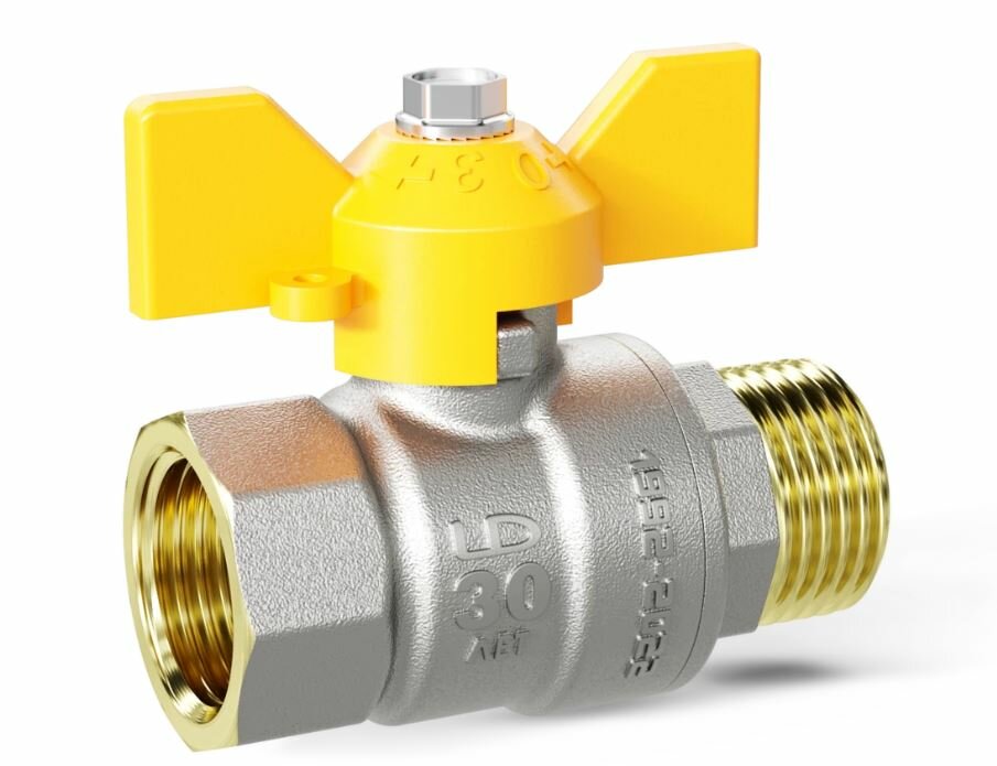 Кран шар 3/4" ВН бабочка ГАЗ Никель LD Pride 47.352.20