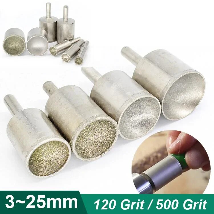 1 шт. 3 мм-25 мм алмазная сферическая вогнутая головка шлифовальная насадка нефритовые круглые бусины полировка для вращающегося инструмента Fine(500 Grit), 16mm