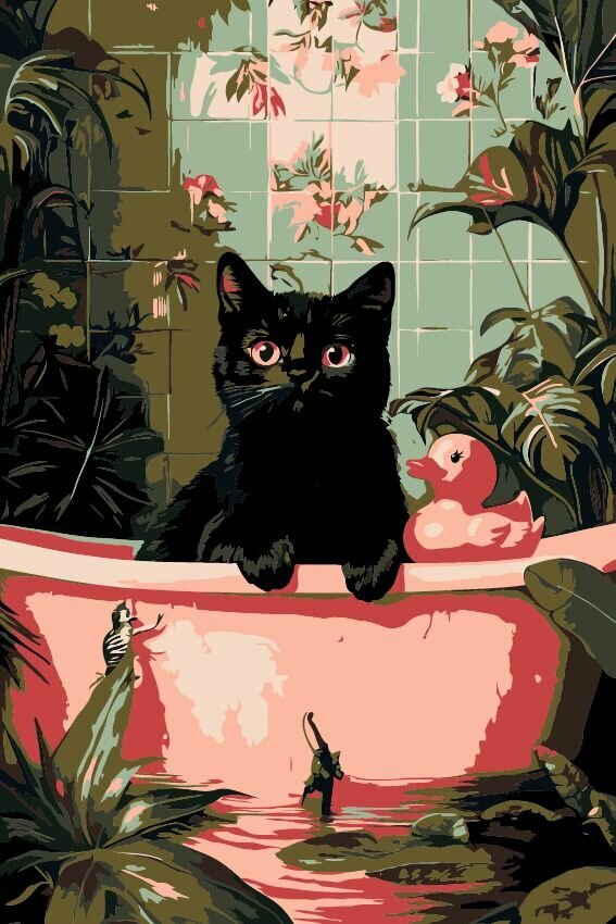 Картина по номерам МАЛЫШ ТОНИ Кот в ванной