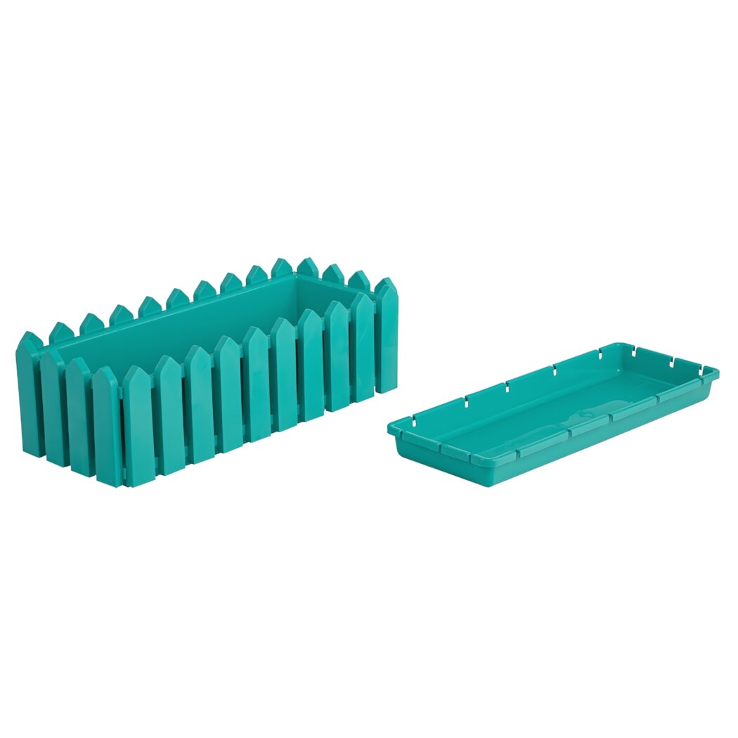 Кашпо пластиковое 'Лардо' с поддоном 45х17.5х14 см, цвет бирюзовый, устойчивое к УФ-лучам