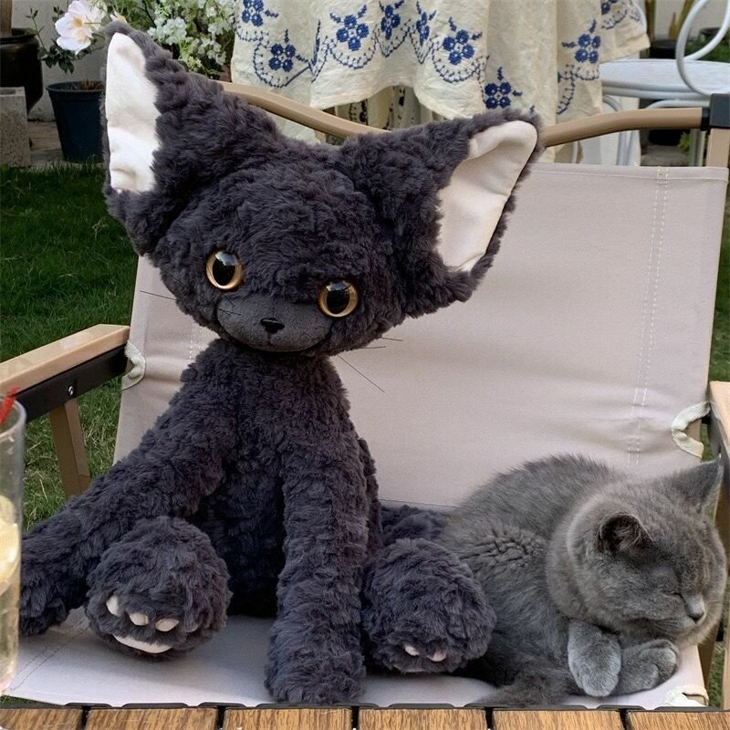 Плюшевая игрушка Devon Rex черная zu, black, 40cm