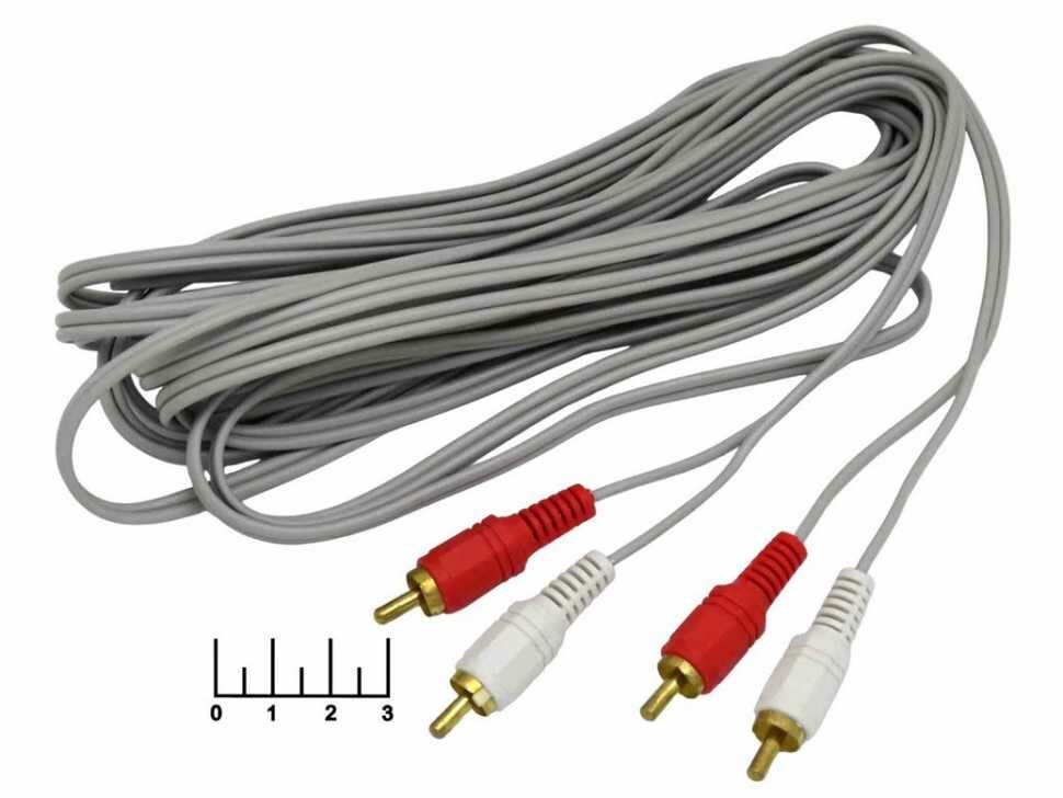 Шнур 2RCA-2RCA 5м gold пластик Smartbuy
