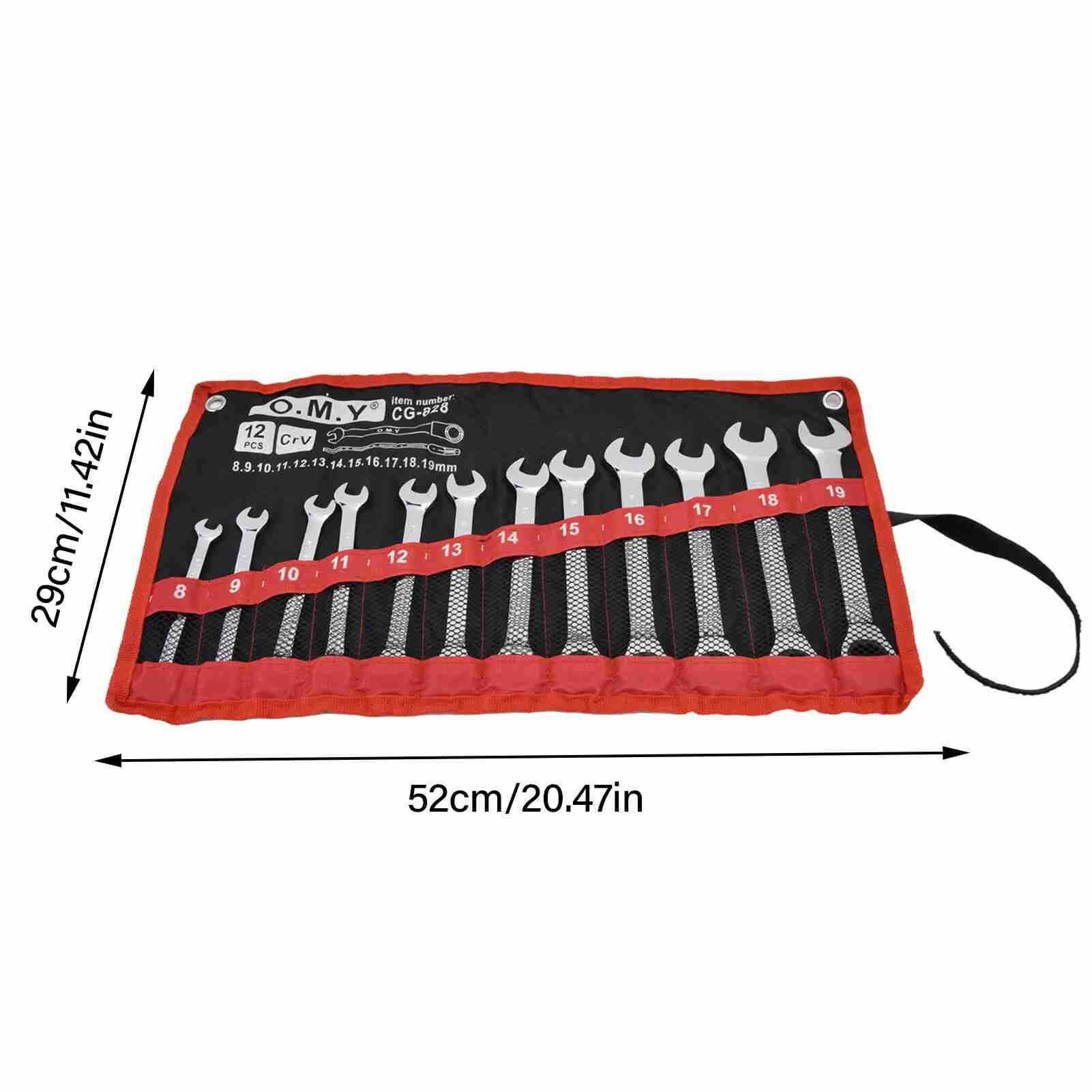 12 шт. гаечные ключи, Cr-V сталь, 8-19 мм, фиксированная головка