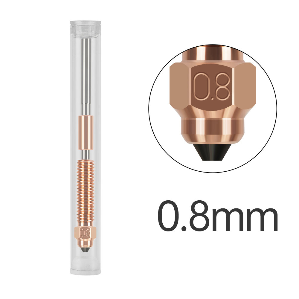 3D Printer Accessory 0.8mm CZ Copper Hardened Steel Coating Nozzle Compatible with Creality K1C/ K1 Max/ Ender 3 V3 Integrated Bimetallic Titanium Alloy Throat for High Flow Printing