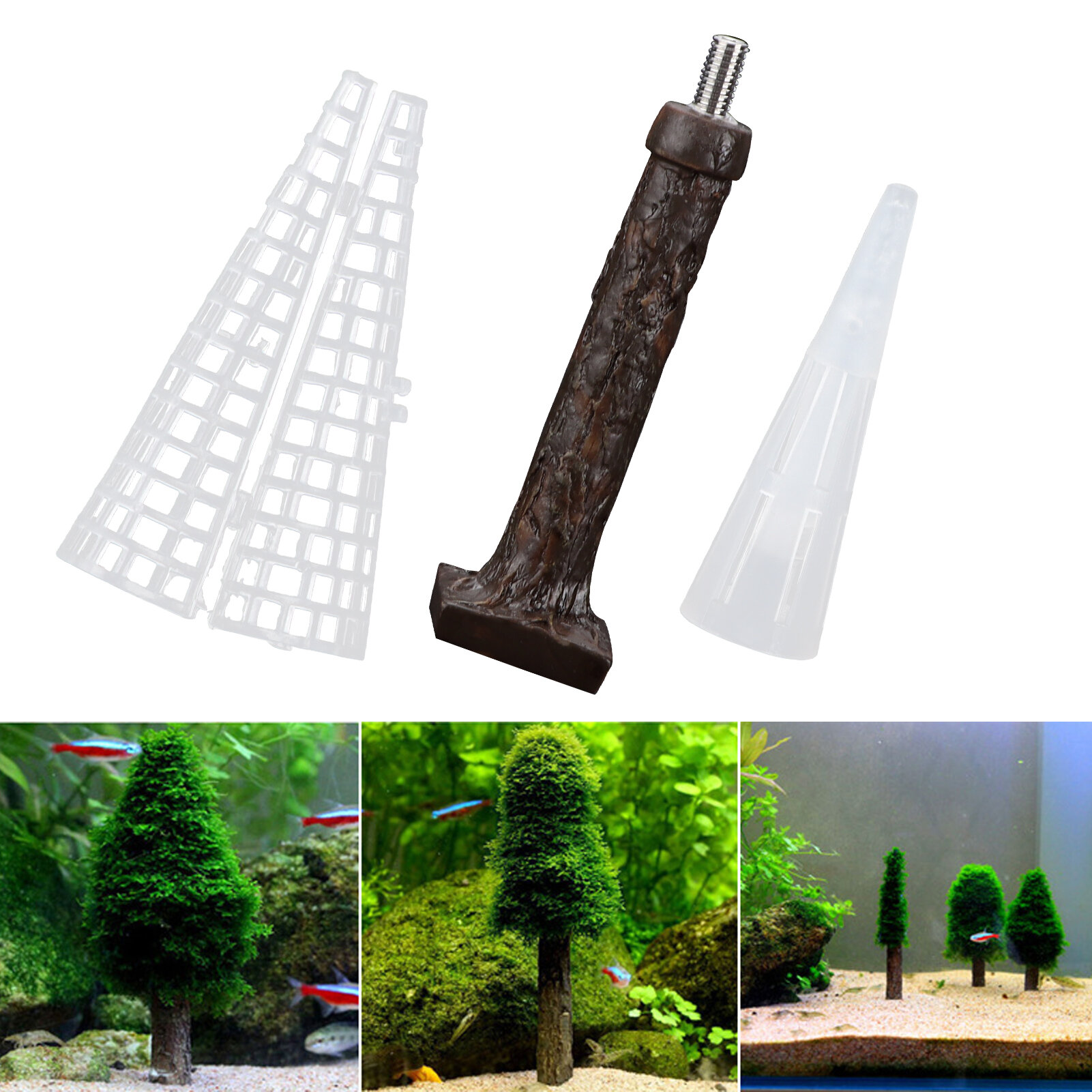 Аквариумная имитация рождественской елки, реалистичное безопасное модное украшение из мха для аквариума