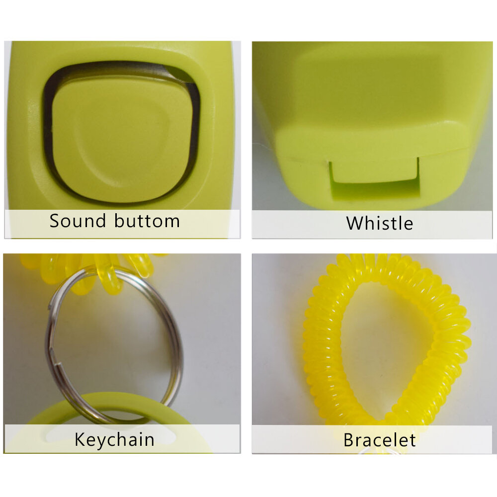 2шт. Кликеры для дрессировки собак 2 в 1 Свисток и кликер Инструменты для дрессировки домашних животных с ремешком на запястье Брелок для собак, кошек и домашних животных