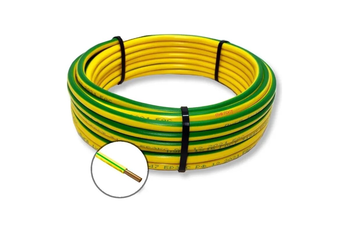 OZ247193L1 Установочный провод ПУВ проводник 1x25 мм2 зелено-жёлтый, длина 1 м