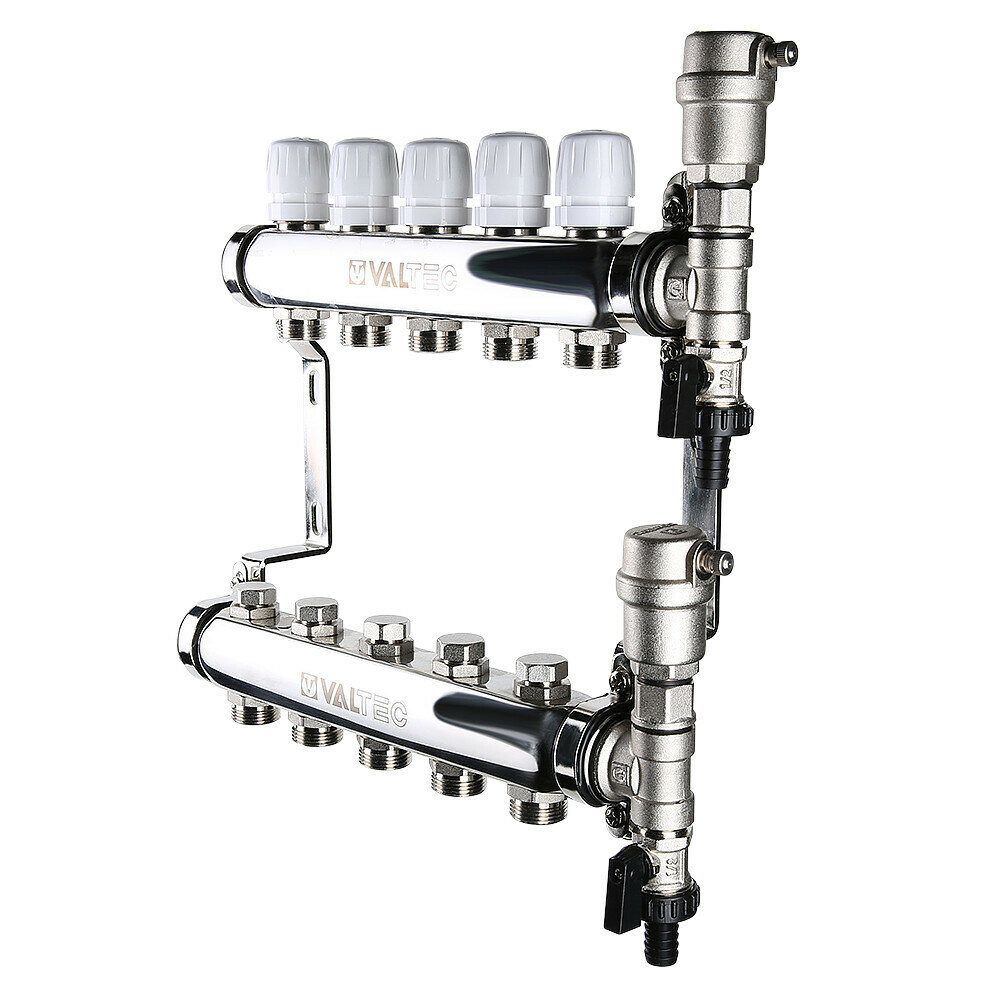 Коллекторная группа из нержавеющей стали в сборе, 1х 6 выходов 3/4 ЕК VTm VTc.588. EMNX.0606