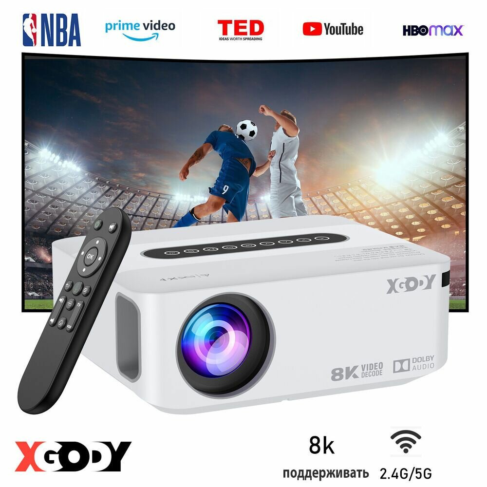 Проектор XGODY, 12000 люмен, 8K, Bluetooth-проектор, Full HD, мини-домашний кинотеатр, WIFI