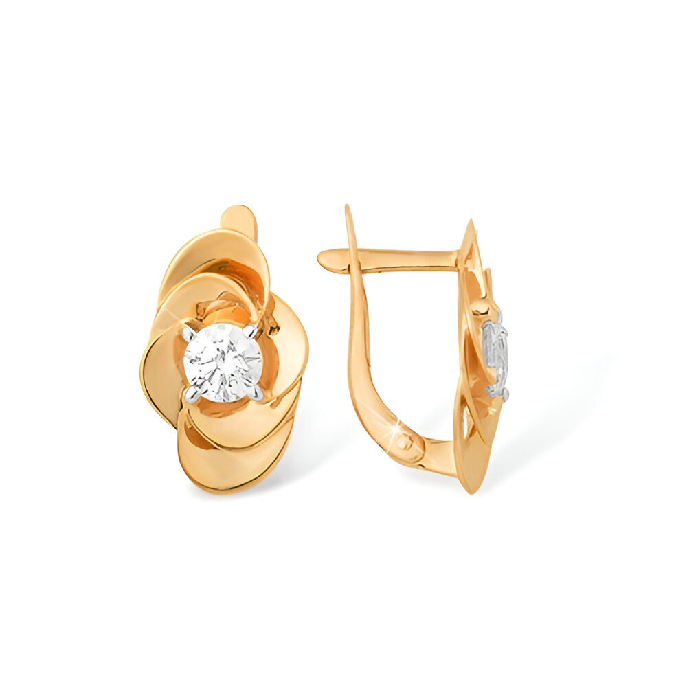 Серьги, красное золото, 585 проба, циркон