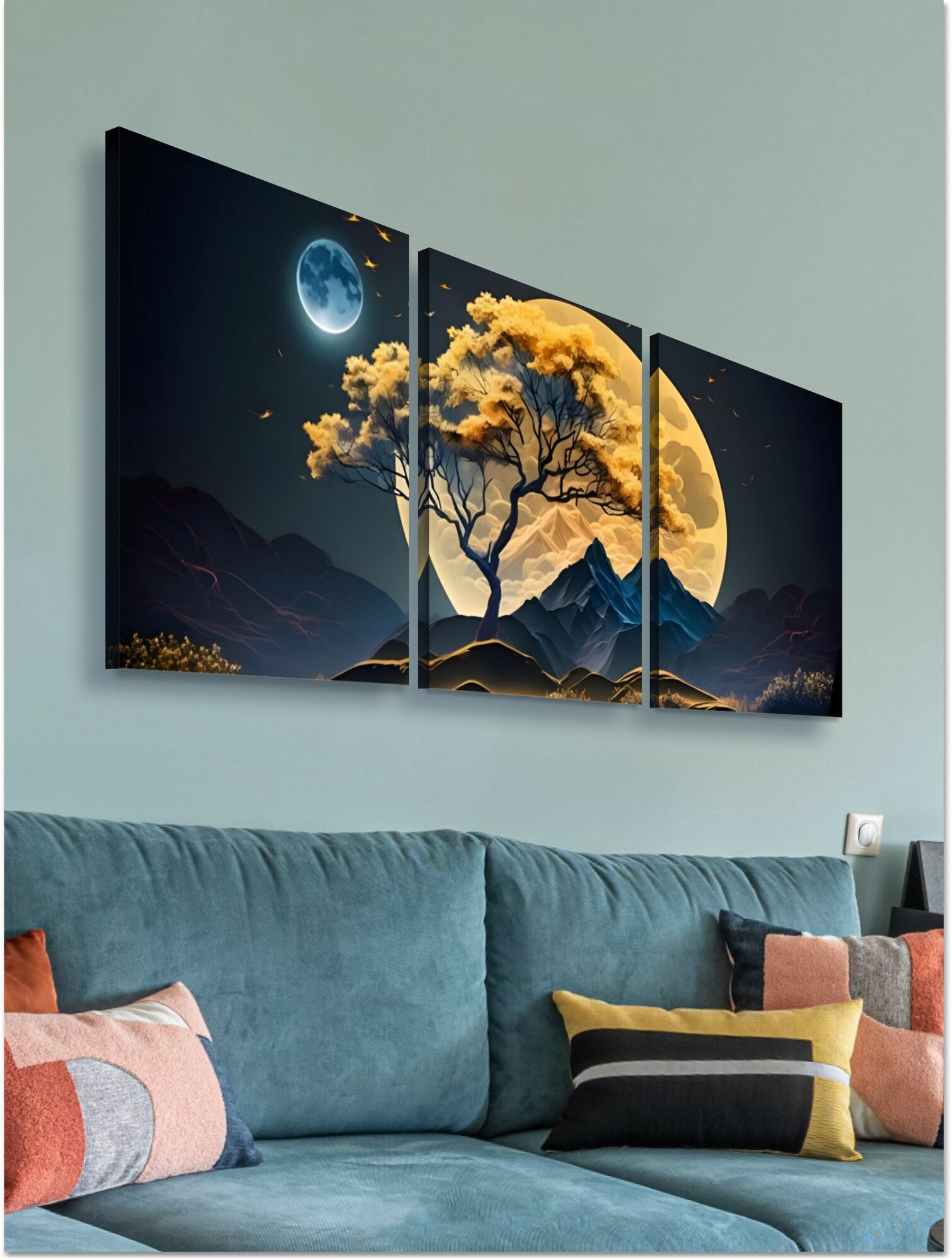 Картина Одинокое древо модульная 50x70см 3шт.