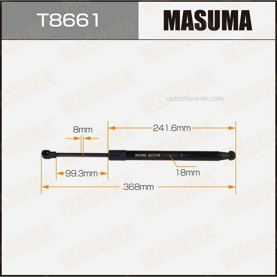 MASUMA T8661 Упор газовый багажника L=368mm (1/40)