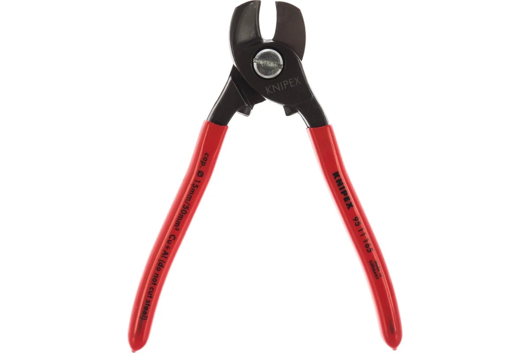 Кабелерез, Ø 15 мм (50 мм²), длина 165 мм, фосфатированный, обливные ручки KNIPEX KN-9511165SB