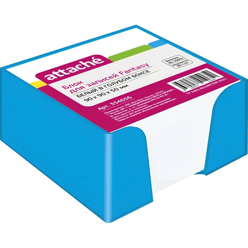 Блок для записей в подставке ATTACHE Fantasy 9х9х5 гол белый блок 80 г/92