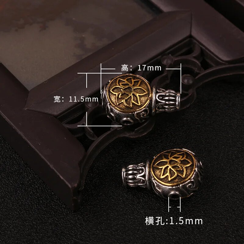 5 шт. античное серебро Цвет Тибетские шесть слов Цветок лотоса Гуру Бусины 3 отверстия Т-образная бусина для буддизма Бисероплетение Изготовление ювелирных изделий