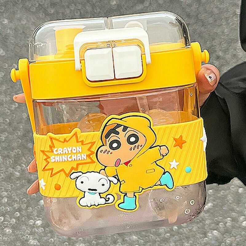 Стакан для воды Crayon Shin-chan 2025, новый стиль, высококачественная стеклянная чашка с соломенной крышкой для девочек, детская летняя коллекция чайников