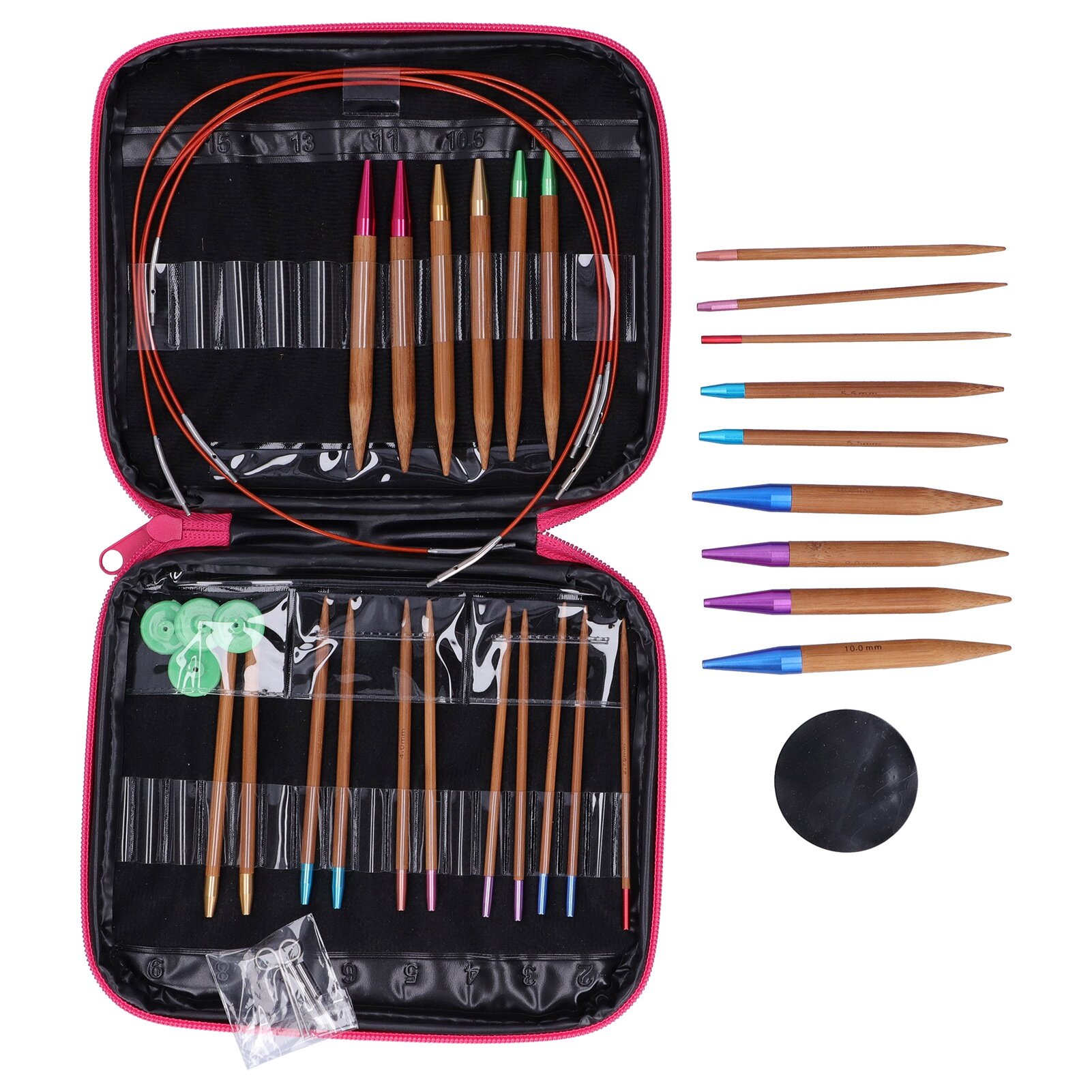 Съемные съемные круглые двусторонние бамбуковые спицы для вязания свитеров.