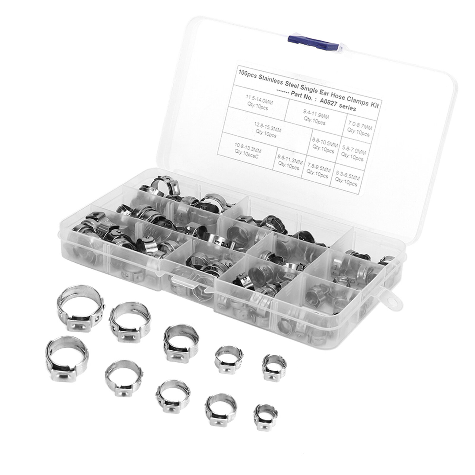Жимовые Хомуты Из Нержавеющей Стали: 100 Штук 10 Размеров Для Высокой Коррозионной Стойкости - Идеальная 360° Герметизация For Автомобилей Грузовиков И Сельхозтехники