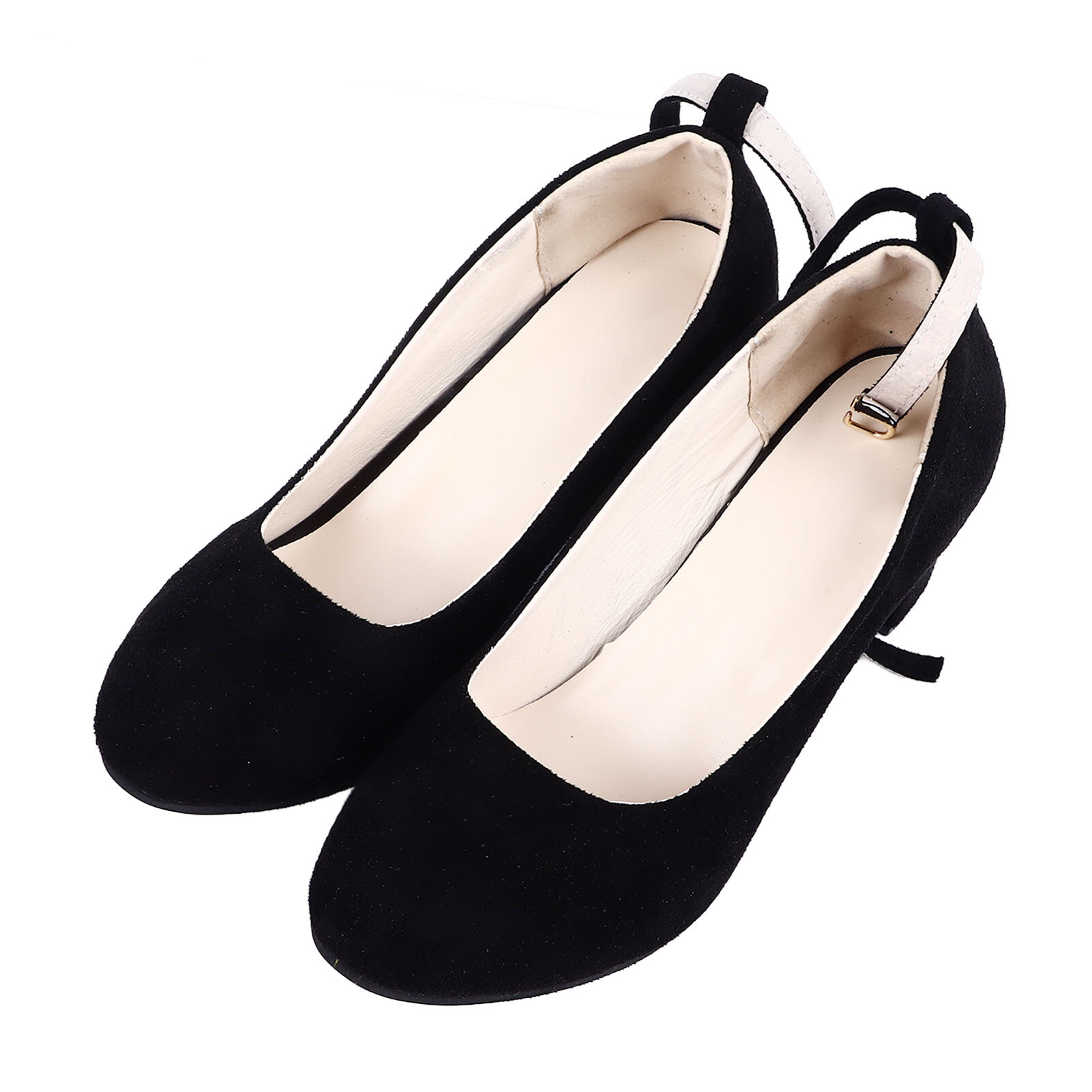Женские туфли-лодочки на высоком каблуке с закрытым носком для свадьбы, туфли-лодочки с закрытым круглым носком для офиса, туфли-лодочки с ремешком на щиколотке, черные, размер 39