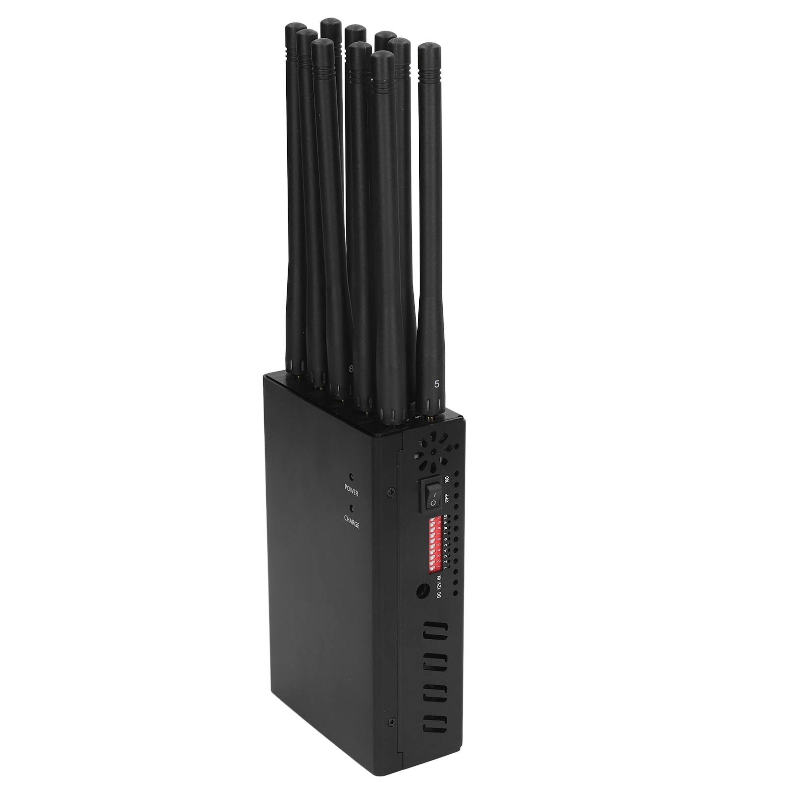 Полнодиапазонный блокатор сигнала, портативный 10-канальный блокировщик детектора сигналов с диапазоном 15 м и независимым управлением, 110‑240 В, вилка стандарта США