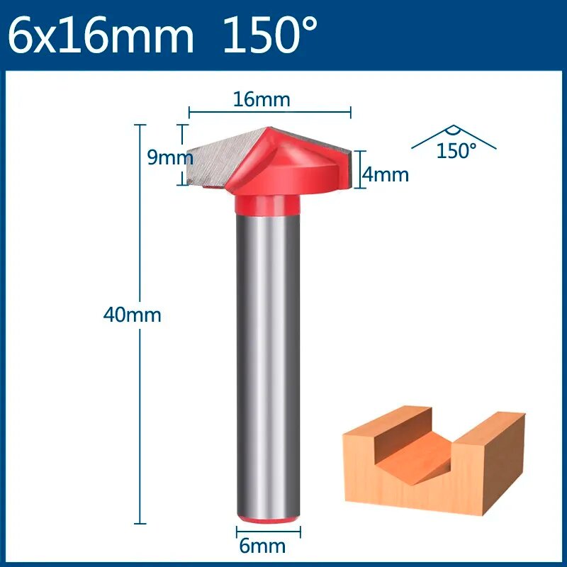 Фреза V-образная XCAN 6x16mm 150D для дерева