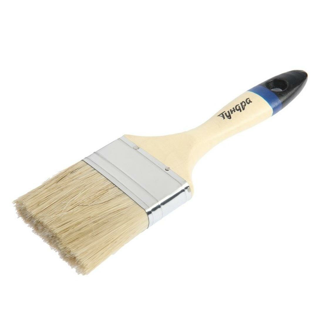 Кисть плоская тундра, натуральная щетина, деревянная рукоятка, 2.5", 63 мм