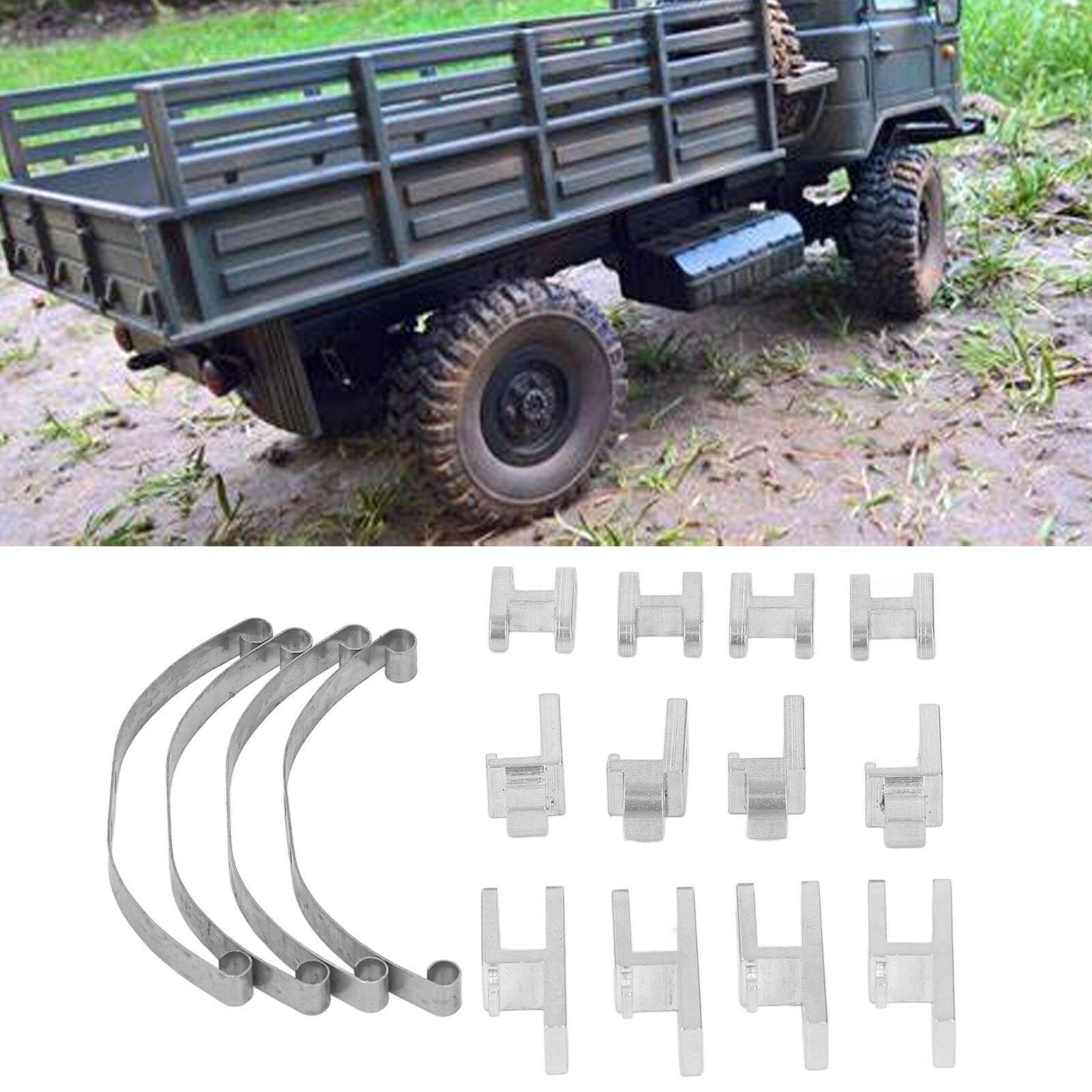 RC Leaf Spring Suspension Alluminum Alloy Bar Fit For WPL B4 24 1/16 Car Silver