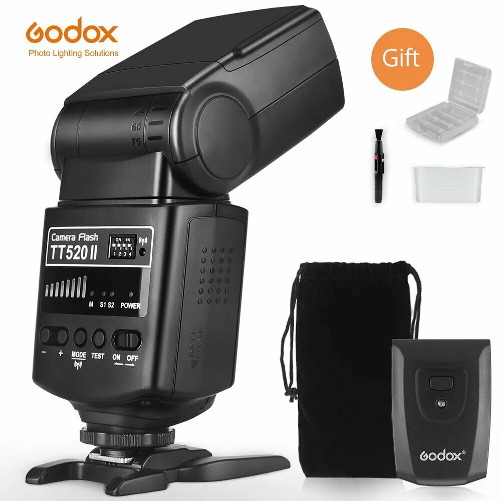Godox TT520 II Вспышка TT520II со встроенным беспроводным передатчиком сигнала 433 МГц для цифровых зеркальных фотокамер Canon Nikon Pentax Olympus