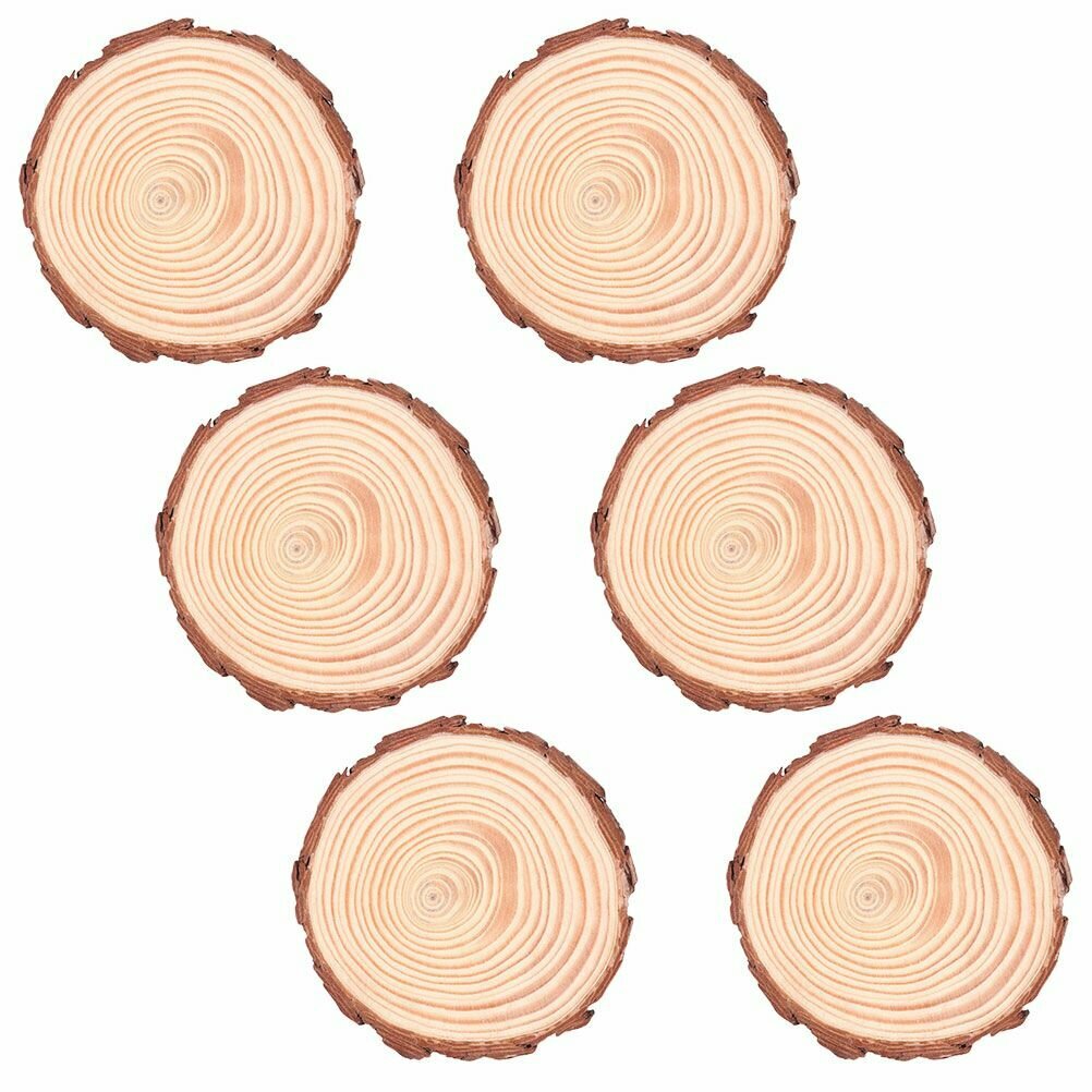 Природная Деревянная Основа Log Slices, Применяется Для Ручной Работы И Декора, 6 Штук 8x8x1Cm