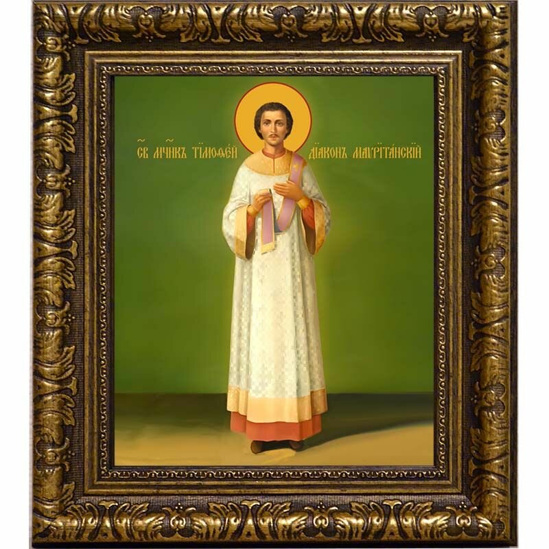 Тимофей Мавританский священномученик диакон. Икона на холсте. (17 х 21 см) В раме