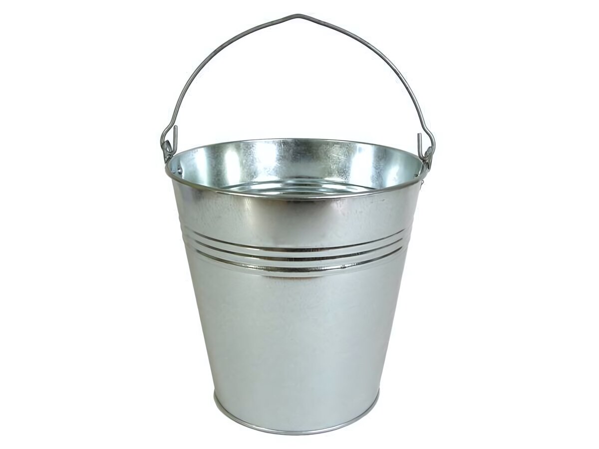 Ведро оцинкованное 7л, серебристое, для хранения и переноски