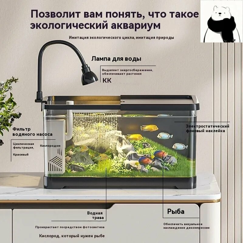 Аквариум для рыбок с подсветкой и фильтром 18 литров