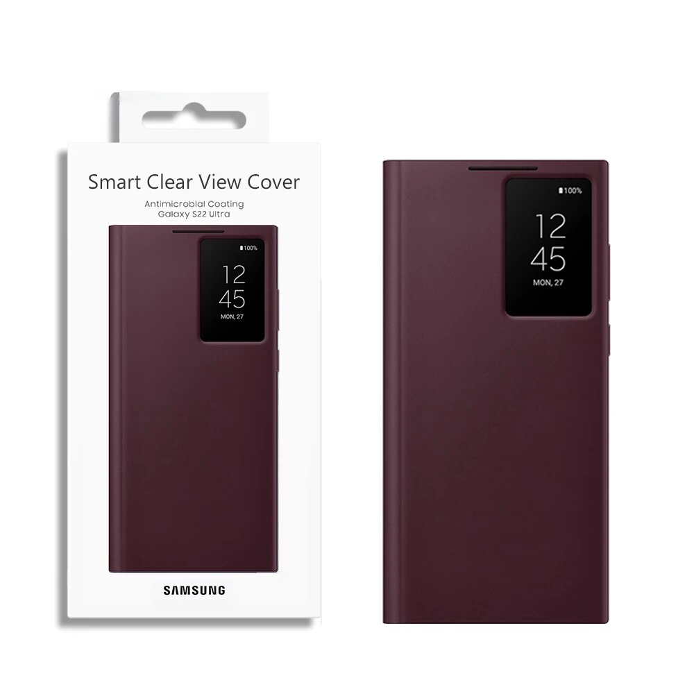 Оригинальный чехол Samsung Galaxy S22 Ultra Smart Clear View Burgundy