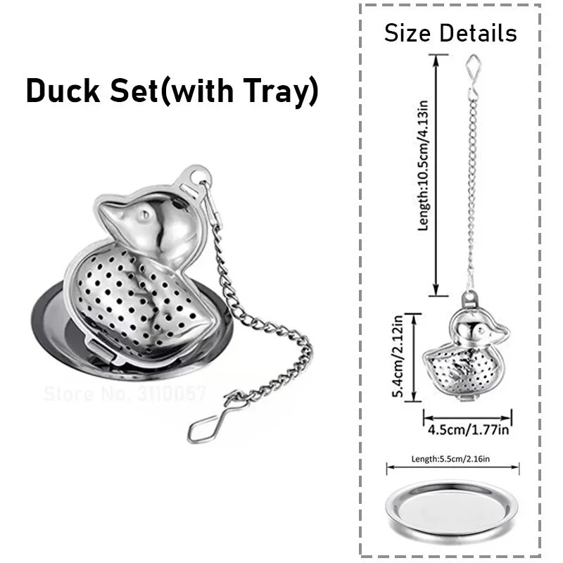 Стальной заварочный чайник с подносом, Duck Set