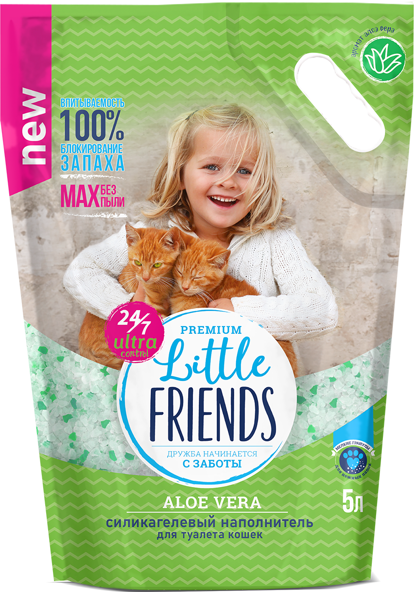 Силикагелевый наполнитель для кошачьего туалета Little Friends Aloe Vera 5 л