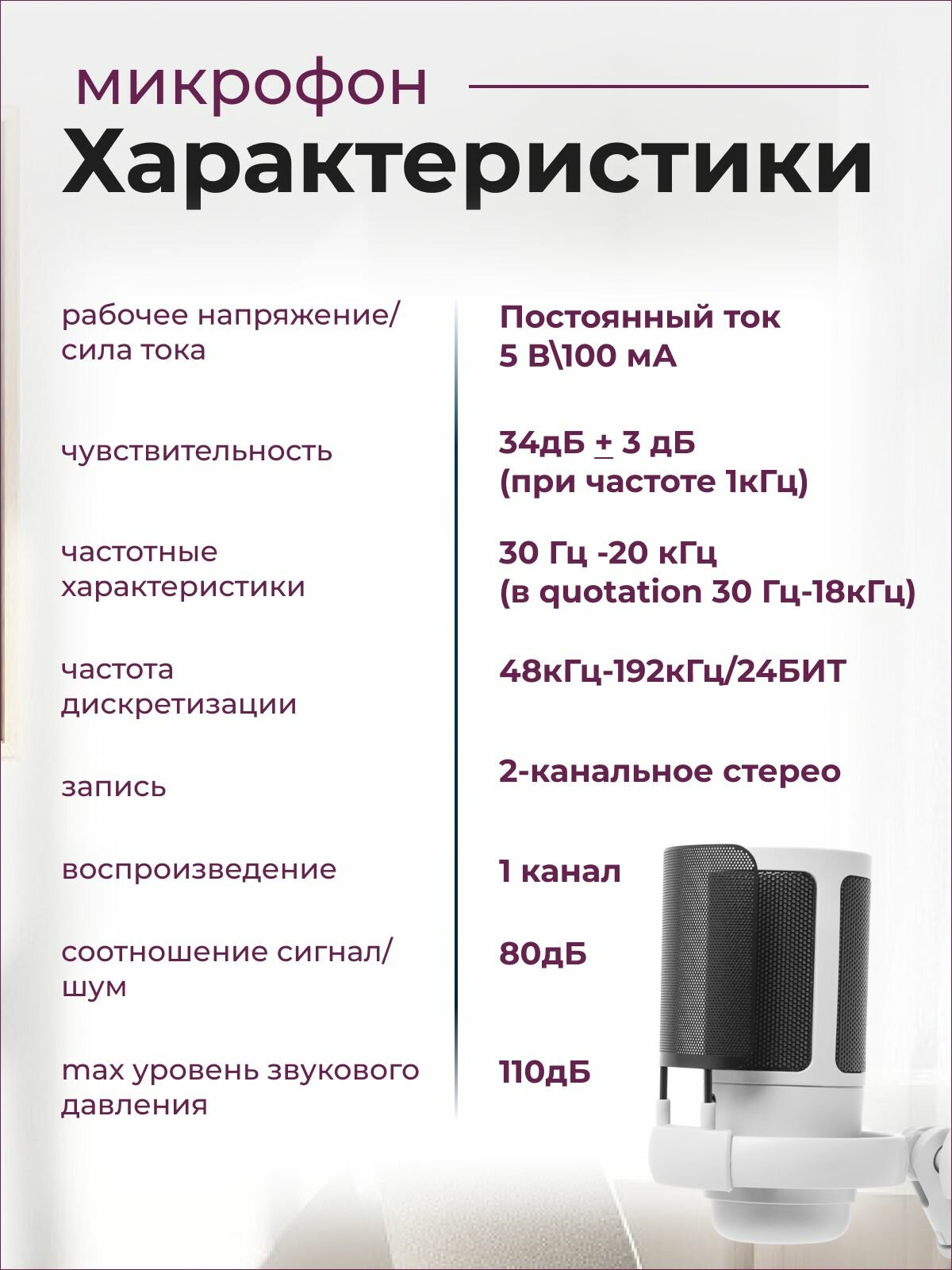 Микрофон игровой (для стриминга) ME6S, белый