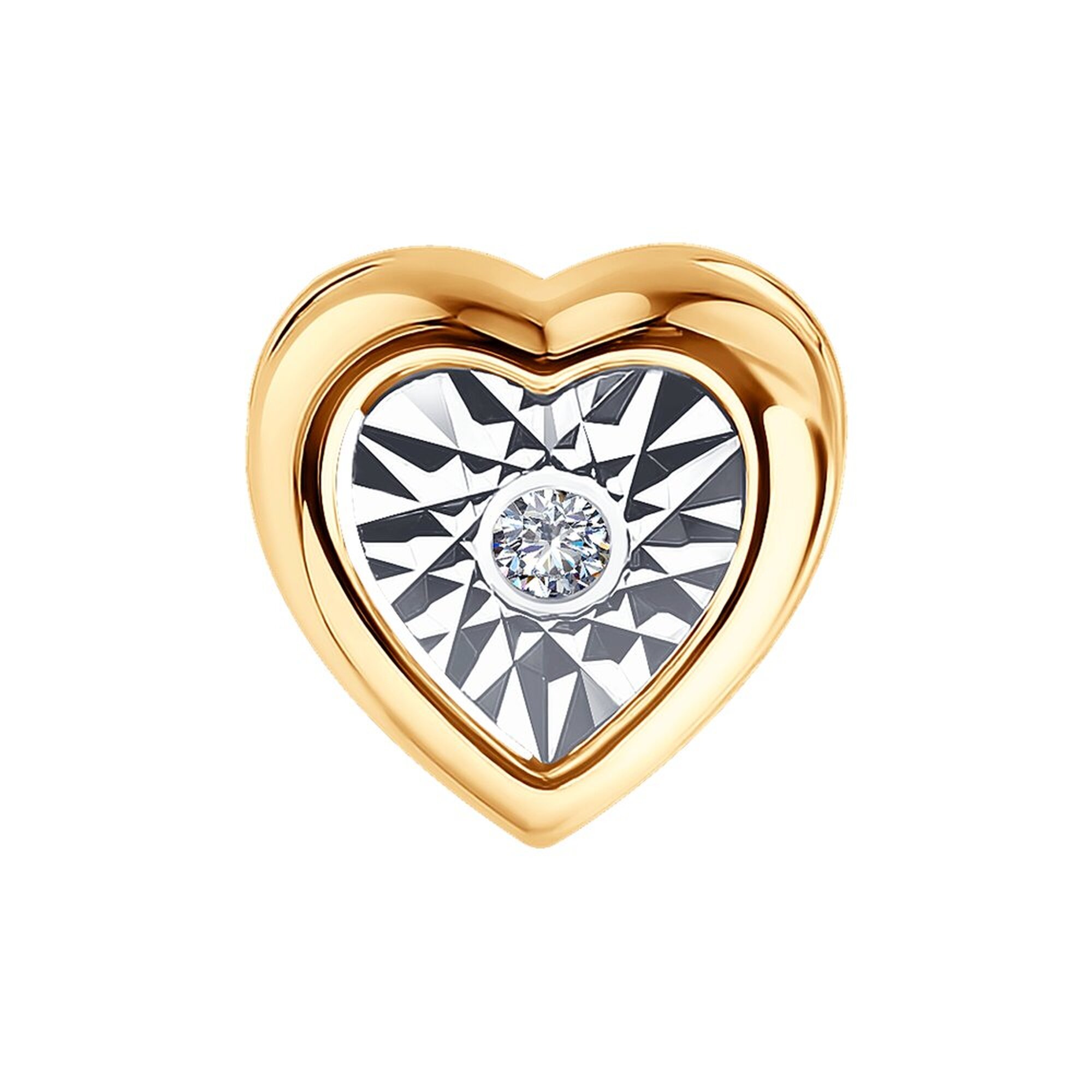 Подвеска, красное золото, 585 проба, бриллиант