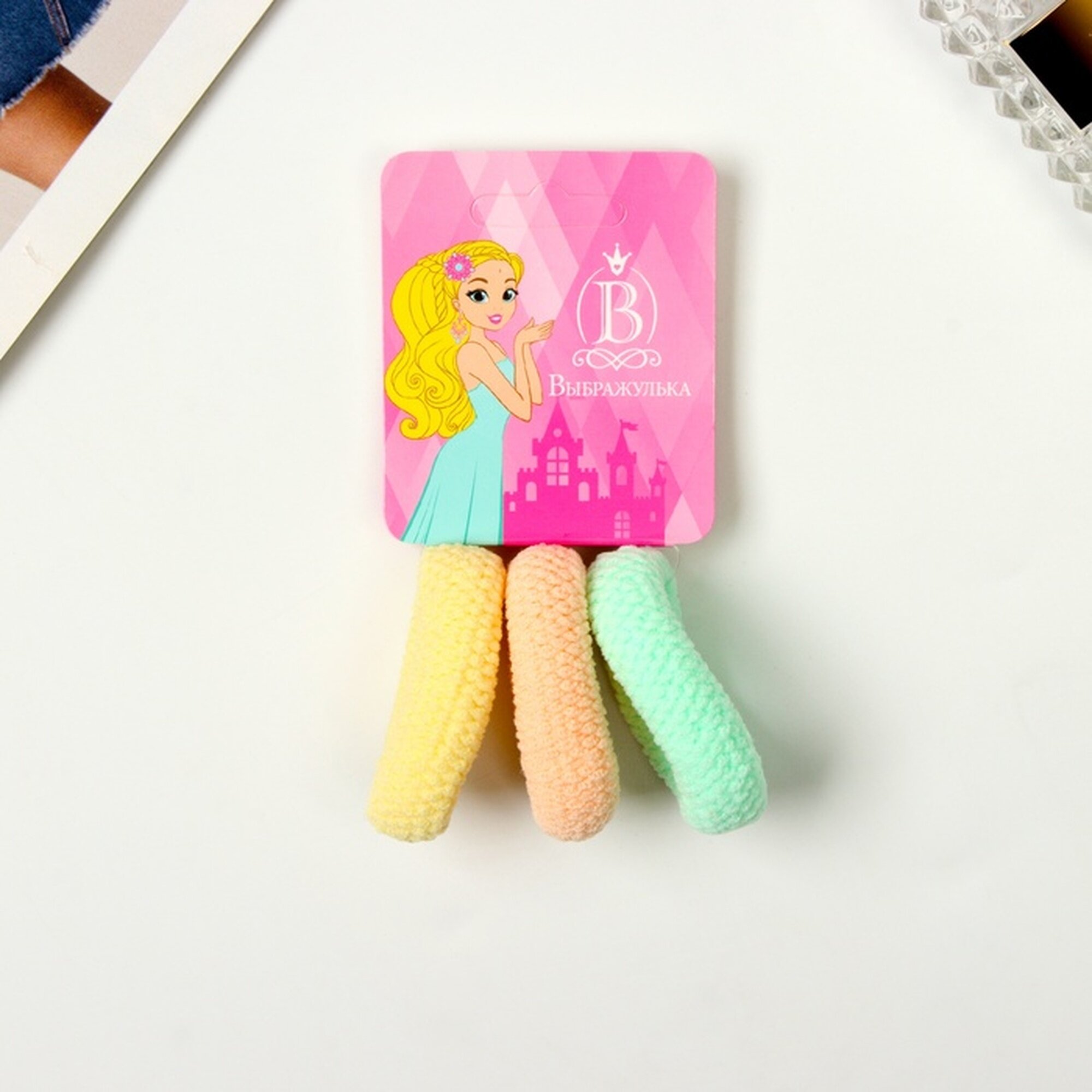 Резинка для волос "Махрушка спорт" (набор 3 шт) нежность вязка, 4 см