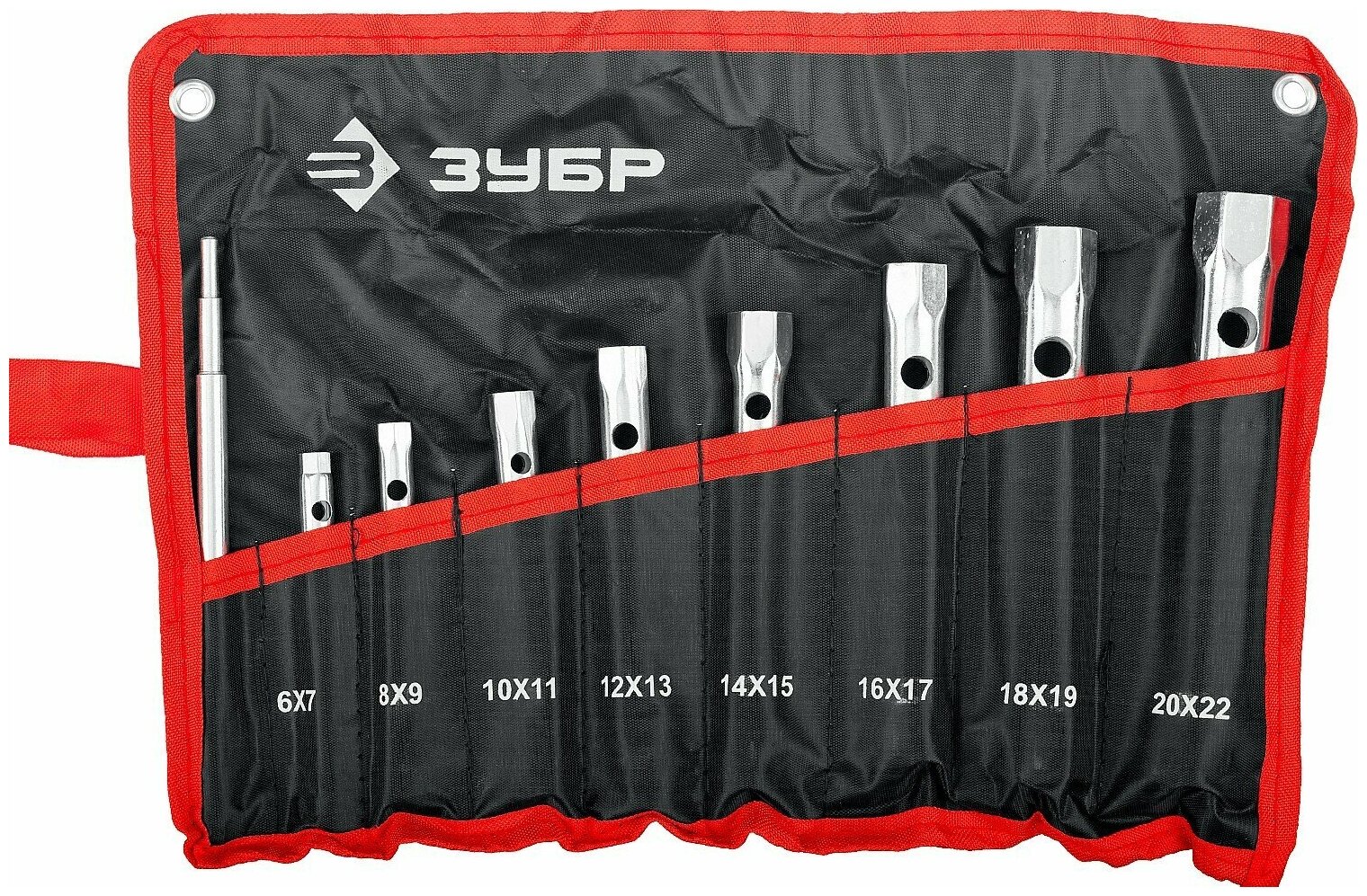 Набор торцовых трубчатых ключей ЗУБР 9 предметов, 6-22 мм, 27162-H9